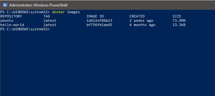 Docker Image command inside WIndows Powershell