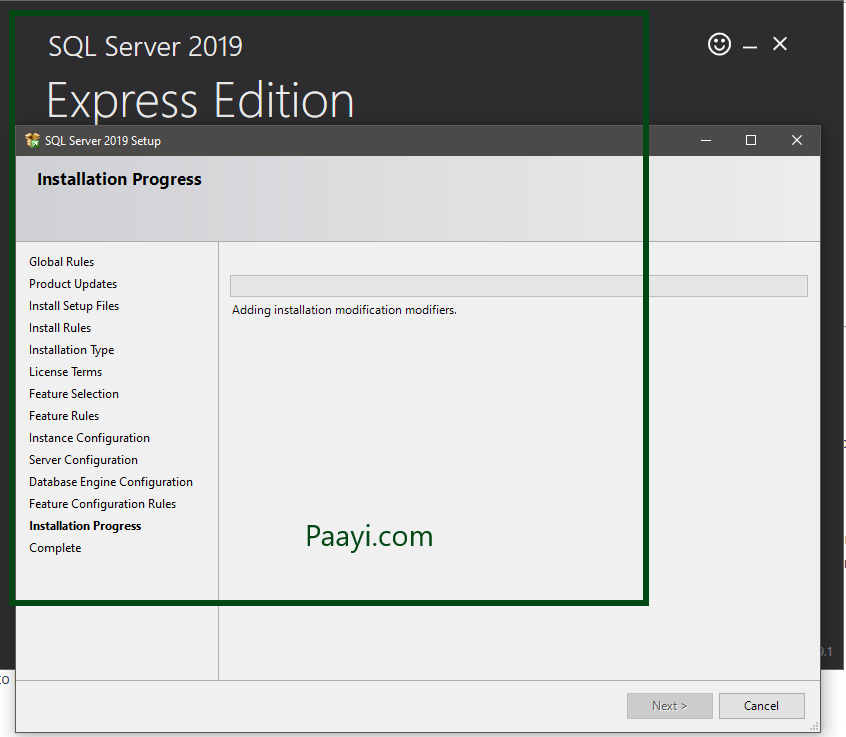 Step 19. The installation progress will open, where you can analyze and view the overall ...